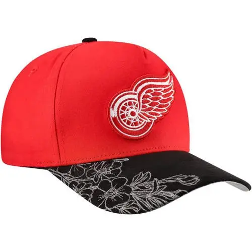 Mitchell & Ness Black Detroit Wings May Flowers Pro Crown Adjustable Hat
