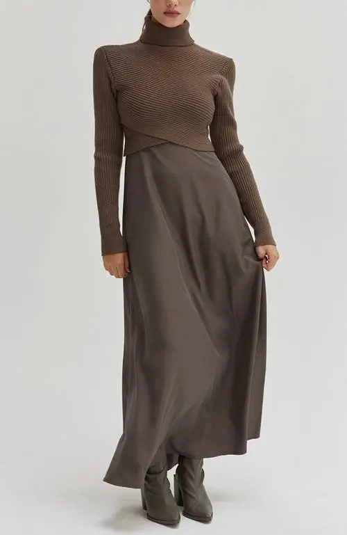 CRESCENT Sweater Top And Dress Set - Brown