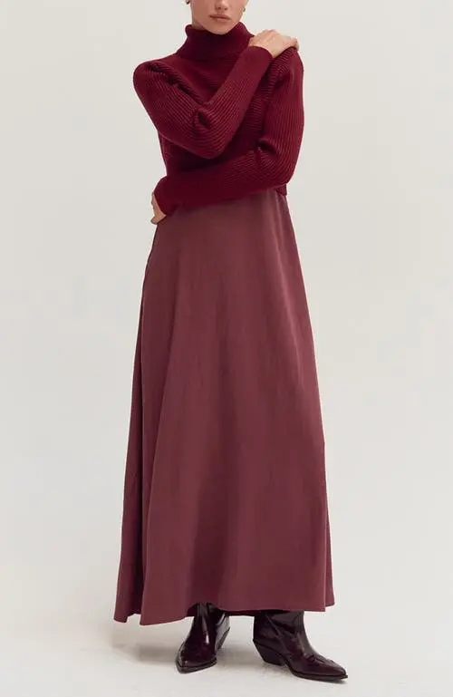 CRESCENT Ribbed Turtleneck Cropped Sweater And Maxi Dress Set