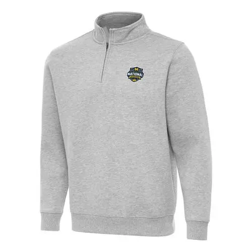 ANTIGUA Michigan Wolverines 2026 Ncaa Basketball National Champions Victory Quarter-zip Top - Gray