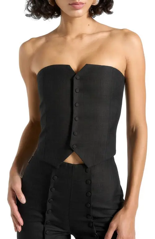 Manière De Voir Lise Cropped Tailored Blazer & Button Detail Bandeau
