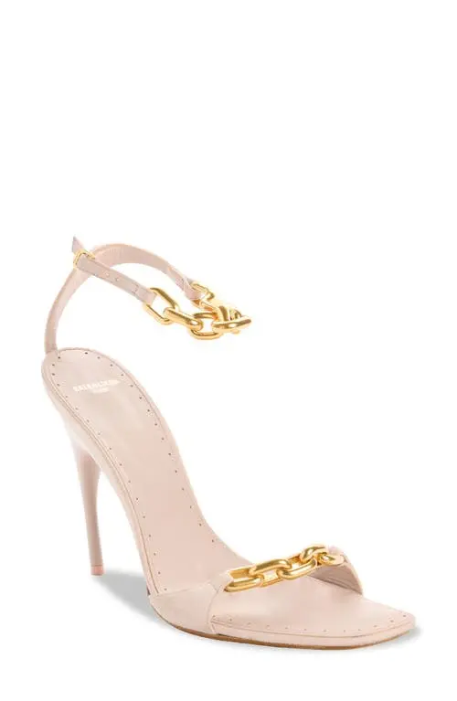 Balenciaga Duchesse Chain Detail Stiletto Sandals - Beige/gold