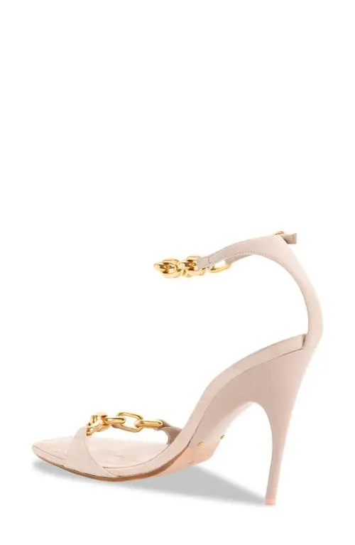 Balenciaga Duchesse Chain Detail Stiletto Sandals - Beige/gold