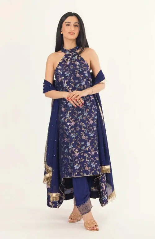 RAAS Lazuli Jacquard Halter Salwar Kameez - Blue