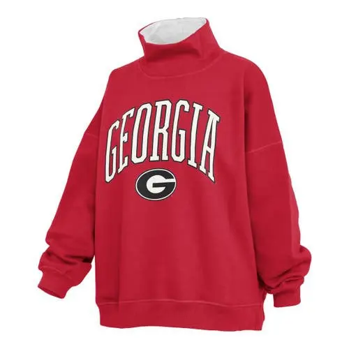 PRESSBOX Georgia Bulldogs Oversized Mock Neck Sweatshirt
