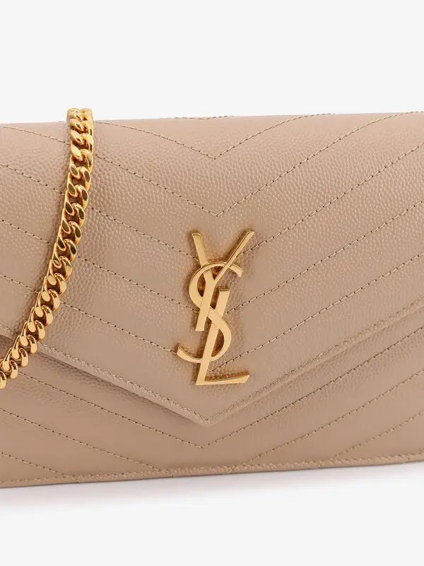 Saint Laurent Leather Shoulder Bag With Metal Cassandre Logo