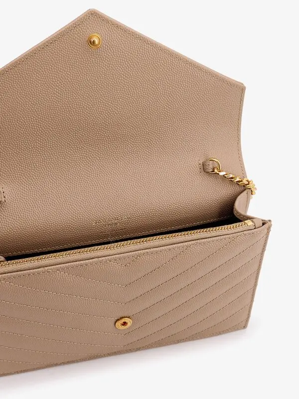 Saint Laurent Leather Shoulder Bag With Metal Cassandre Logo