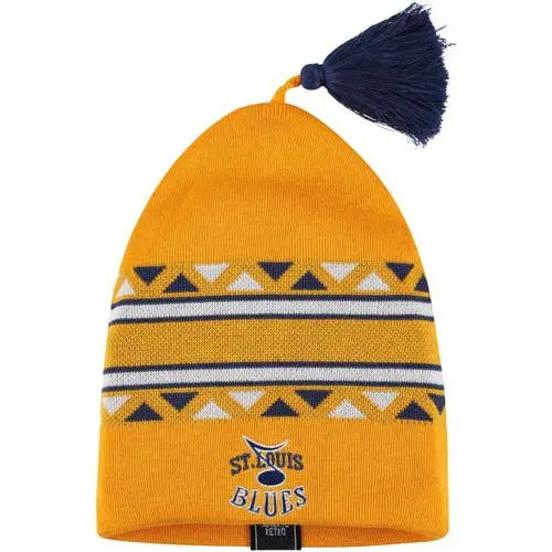 Adidas St. Louis Blues Reverse Retro Knit Beanie With Tassel - Gold