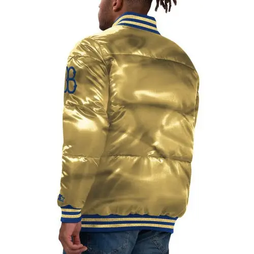 STARTER Brooklyn Dodgers Cooperstown Collection Bronx Satin Full-snap Bomber Jacket