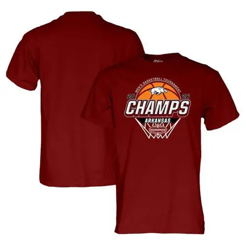 BLUE 84 Arkansas Razorbacks 2026 Sec Basketball Tournament Champions Locker Room T-shirt - Cardinal