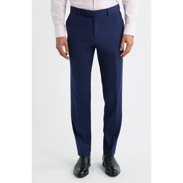 BOSS George Flat Front Wool Suit Pants - Open Blue