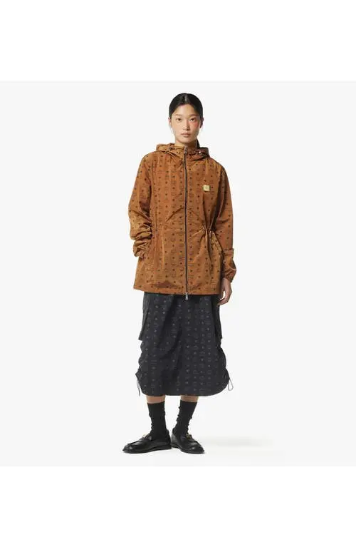 Mcm Monogram Print Hooded Windbreaker In Recycled Nylon