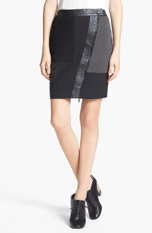 Elizabeth And James Hastings Coated Patchwork Skirt - Black