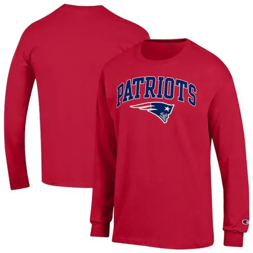 Champion New England Patriots Arch Over Logo Long Sleeve T-shirt - Red
