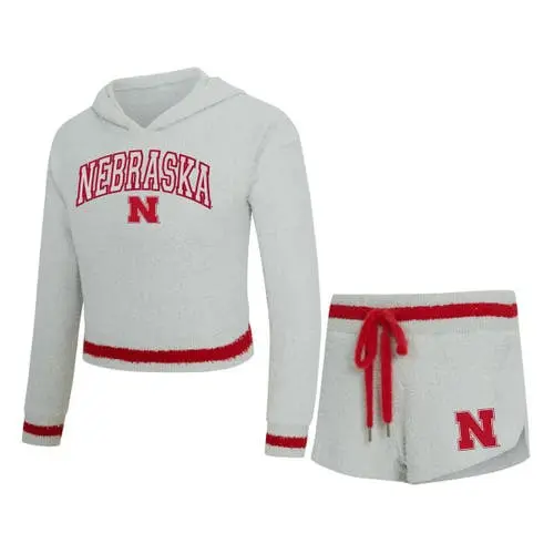 CONCEPTS SPORT Nebraska Huskers Whitley Long Sleeve Hoodie Top & Shorts Set - Gray