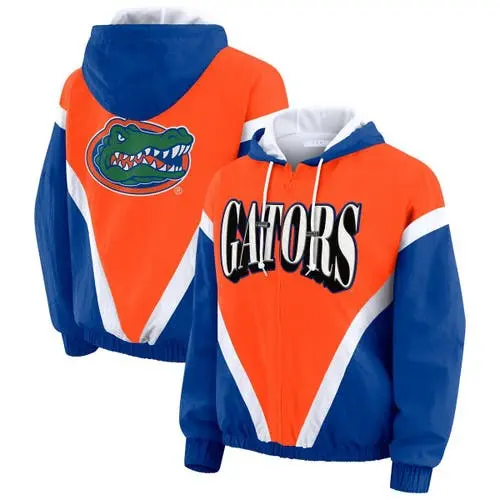 WEAR BY ERIN ANDREWS Royal Florida Gators Colorblock Full-zip Hoodie Windbreaker Jacket - Orange