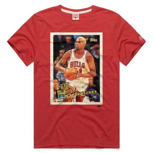 HOMAGE Dennis Rodman Chicago Bulls Topps Trading Card Player Tri-blend T-shirt - Red