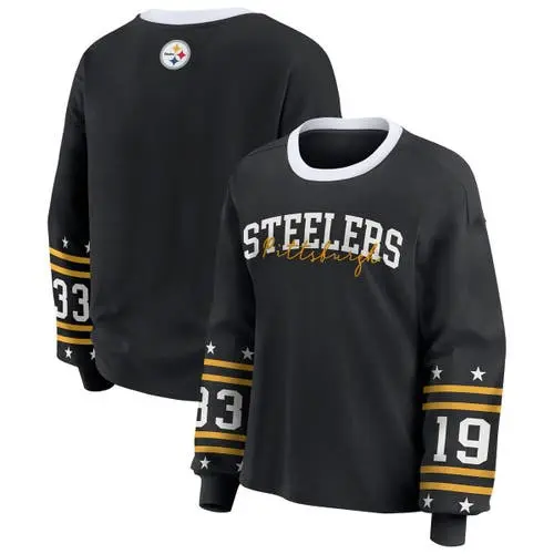 WEAR BY ERIN ANDREWS Pittsburgh Steelers Sport Long-sleeve T-shirt - Black