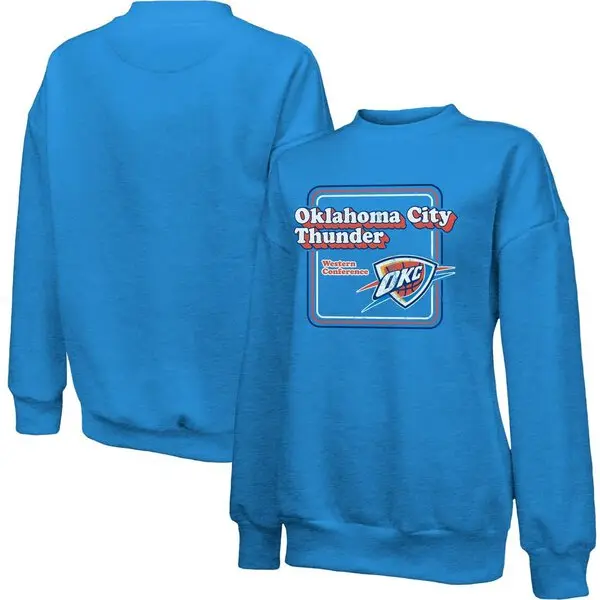 MAJESTIC THREADS Oklahoma City Thunder Classic Tri-blend Pullover Sweatshirt - Blue