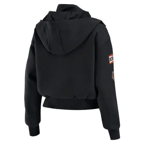 WEAR BY ERIN ANDREWS Cincinnati Bengals Patch Pocket Cropped Bomber Jacket