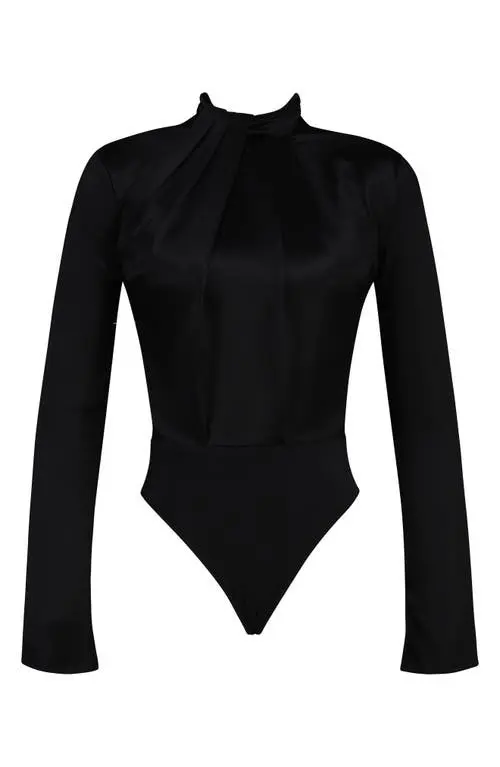 House Of Cb Neneh Long Sleeve Satin Bodysuit