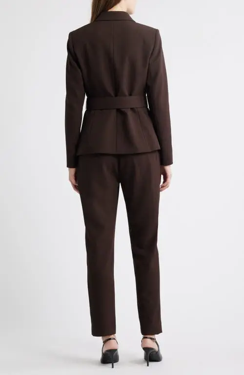 TAHARI ASL Peak Lapel Belted Blazer And Pants Set