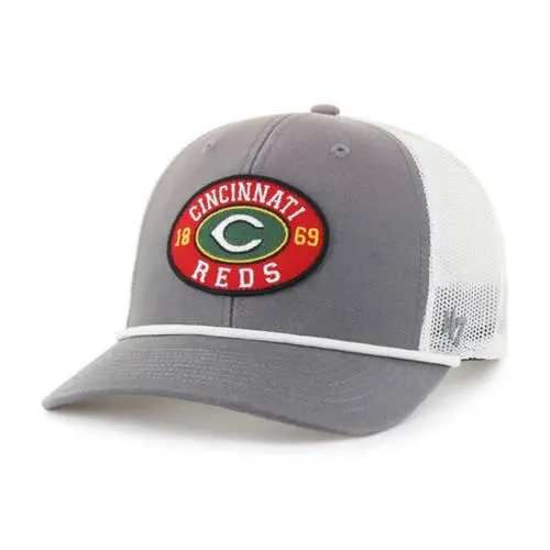 '47 White Cincinnati Reds Tide Sweep Rope Trucker Adjustable Hat