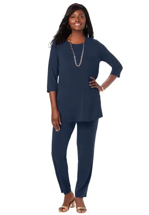 JESSICA LONDON 2-piece Stretch Knit Mega Swing Set - Navy