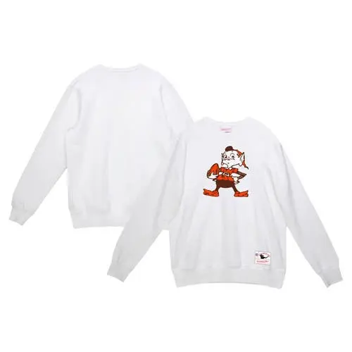 Mitchell & Ness Cleveland Browns Basic Fleece Crewneck Sweatshirt - White