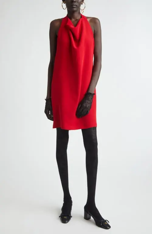 Valentino Garavani Halter Neck Draped Silk Cady Minidress - Red