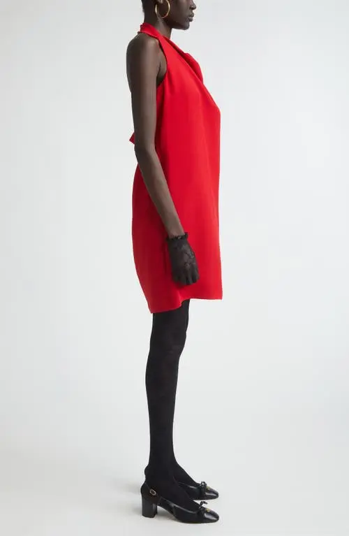 Valentino Garavani Halter Neck Draped Silk Cady Minidress