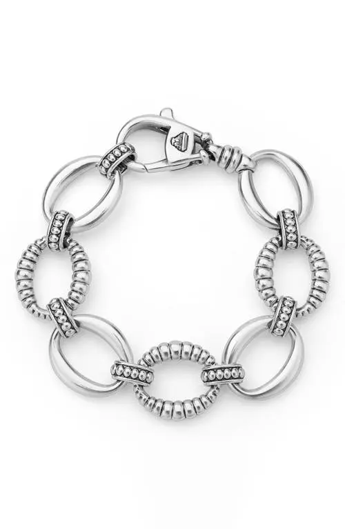 Lagos Signature Caviar Sterling Oval Link Bracelet - Silver