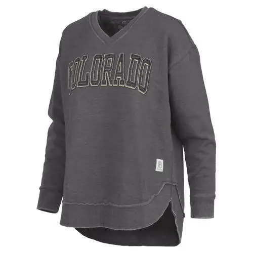 PRESSBOX Colorado Buffaloes V-neck Pullover Sweatshirt - Black