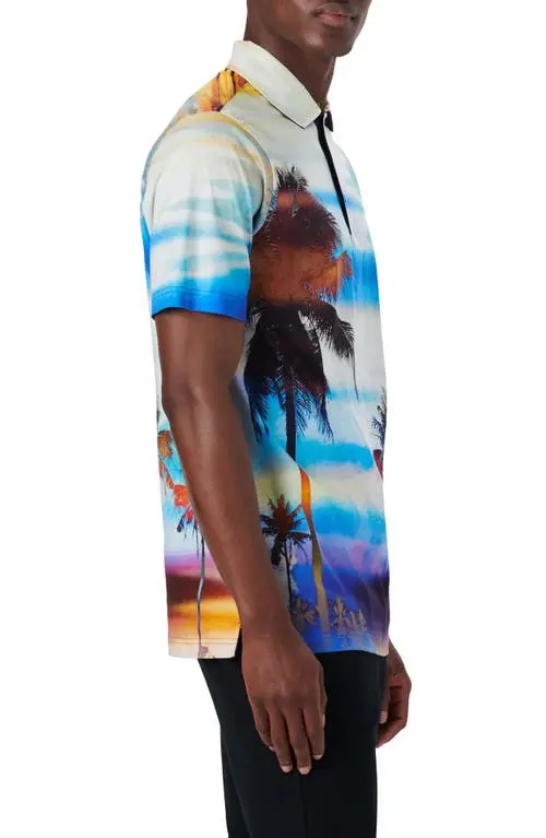 Bugatchi Hendrix Digital Palm Tree Print Cotton Polo