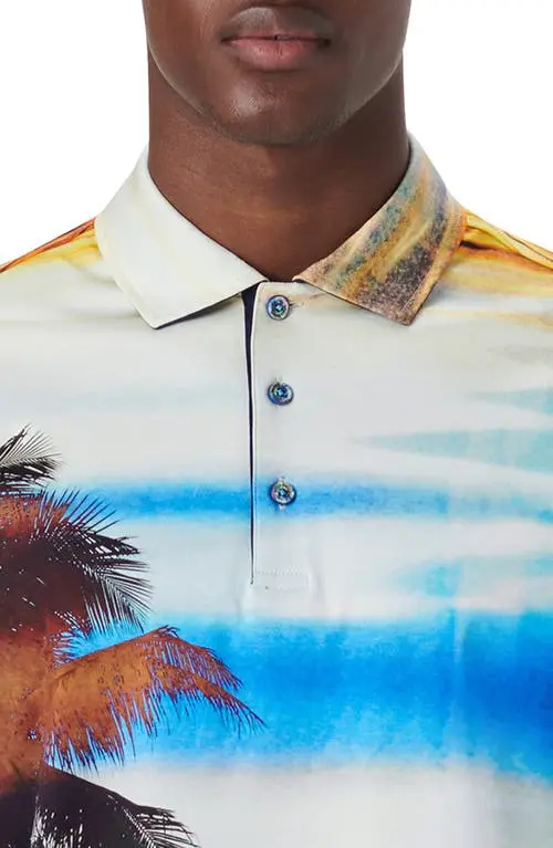 Bugatchi Hendrix Digital Palm Tree Print Cotton Polo