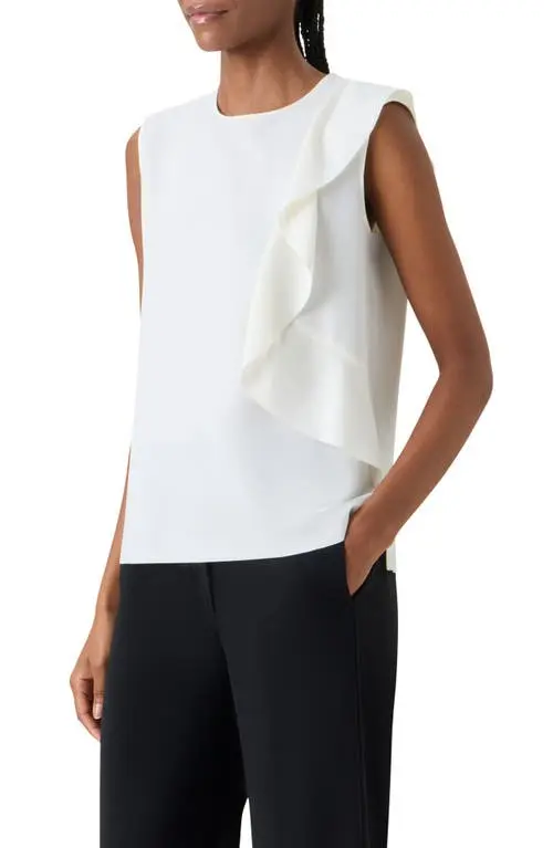 Akris Asymmetric Ruffle Laser Cut Crepe Top