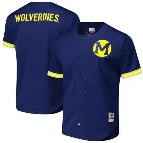 Mitchell & Ness Michigan Wolverines Game Time Vintage Mesh Button Front Top