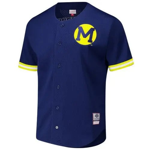 Mitchell & Ness Michigan Wolverines Game Time Vintage Mesh Button Front Top