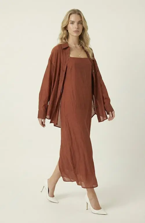MODENAIRE Layered Sheer Midi Dress Set