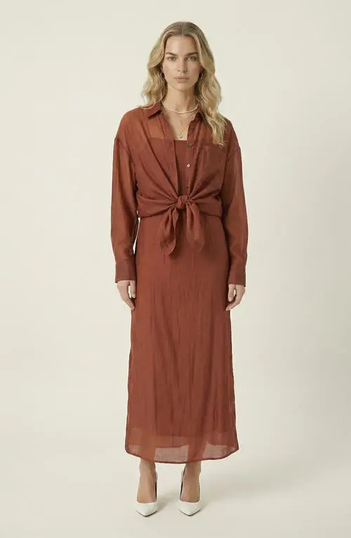 MODENAIRE Layered Sheer Midi Dress Set