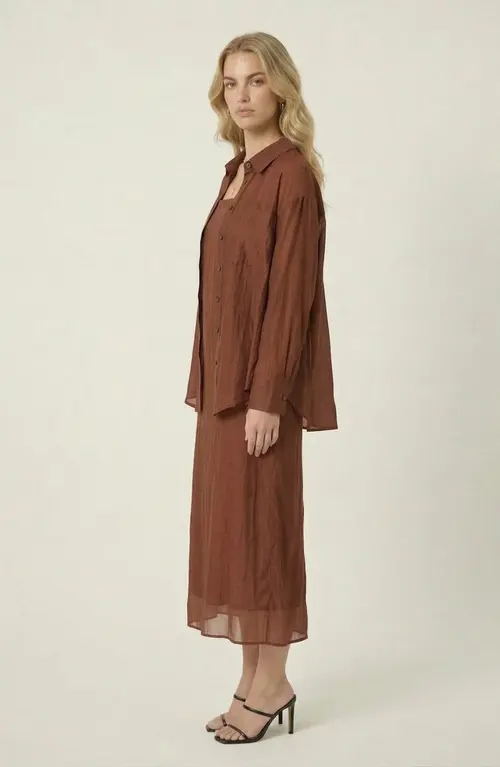 MODENAIRE Layered Sheer Midi Dress Set