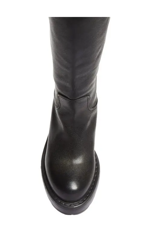 Miu Miu Boyfriend Buckle Knee-high Lug Sole Boots
