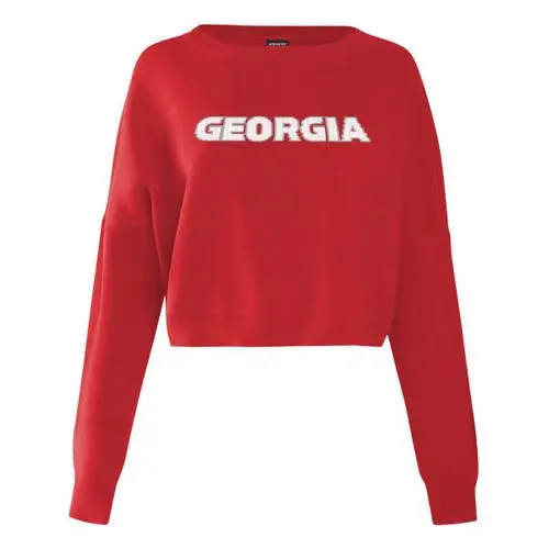 HYPE AND VICE Georgia Bulldogs Oversized Cropped Ivy Knit Pullover