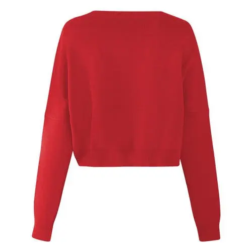 HYPE AND VICE Georgia Bulldogs Oversized Cropped Ivy Knit Pullover