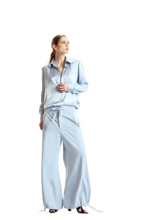 Cynthia Rowley Tuxedo Stripe Wide Leg Pants - Blue