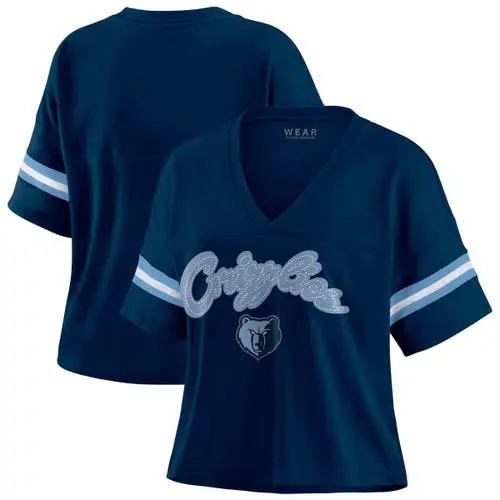 WEAR BY ERIN ANDREWS Memphis Grizzlies V-neck T-shirt - Navy