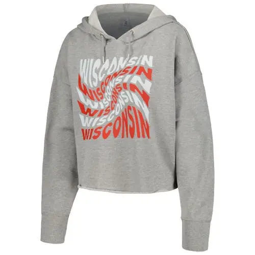 ZOOZATZ Wisconsin Badgers Swirl Cropped Pullover Hoodie