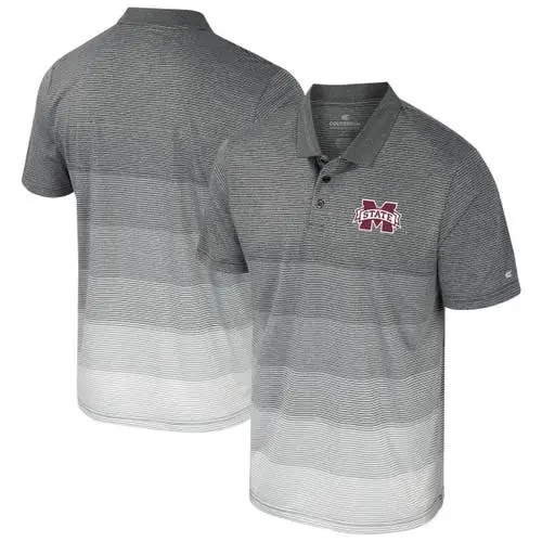 COLOSSEUM Mississippi State Bulldogs Striped Mesh Polo - Gray
