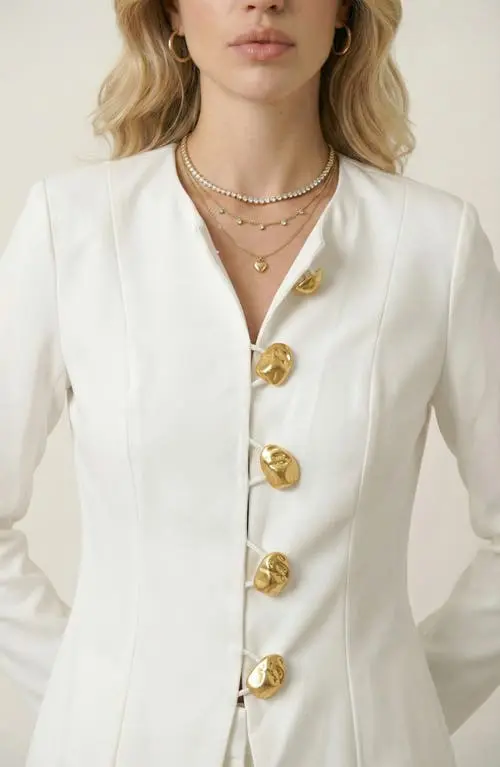 MODENAIRE Tailored Button-front Jacket And Wide-leg Pants Set