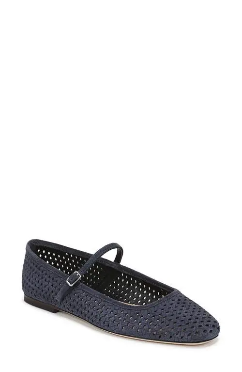 Veronica Beard Ellie Perforated Mary Jane Ballet Flat - Navy